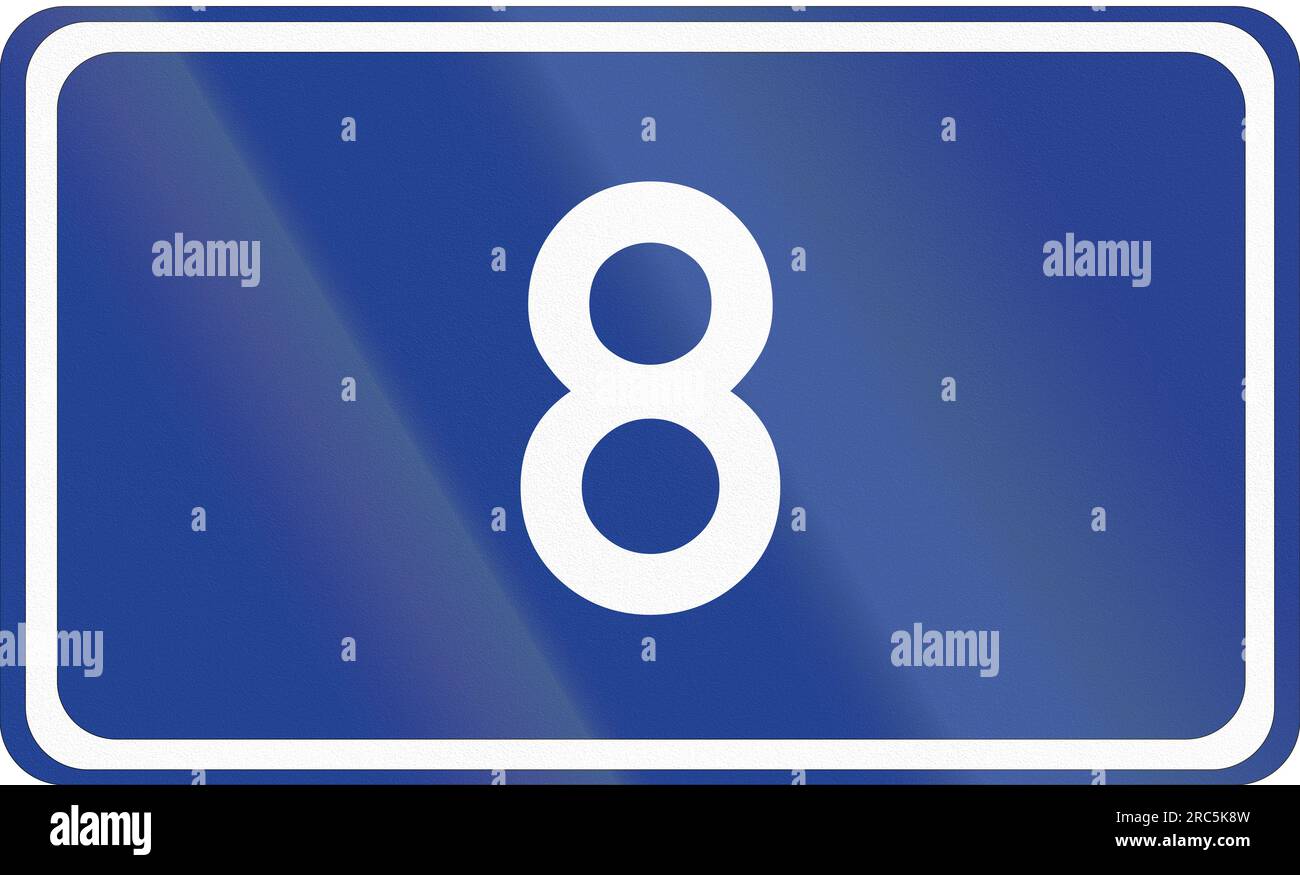Greek road sign of the national road 8 Stock Photo - Alamy