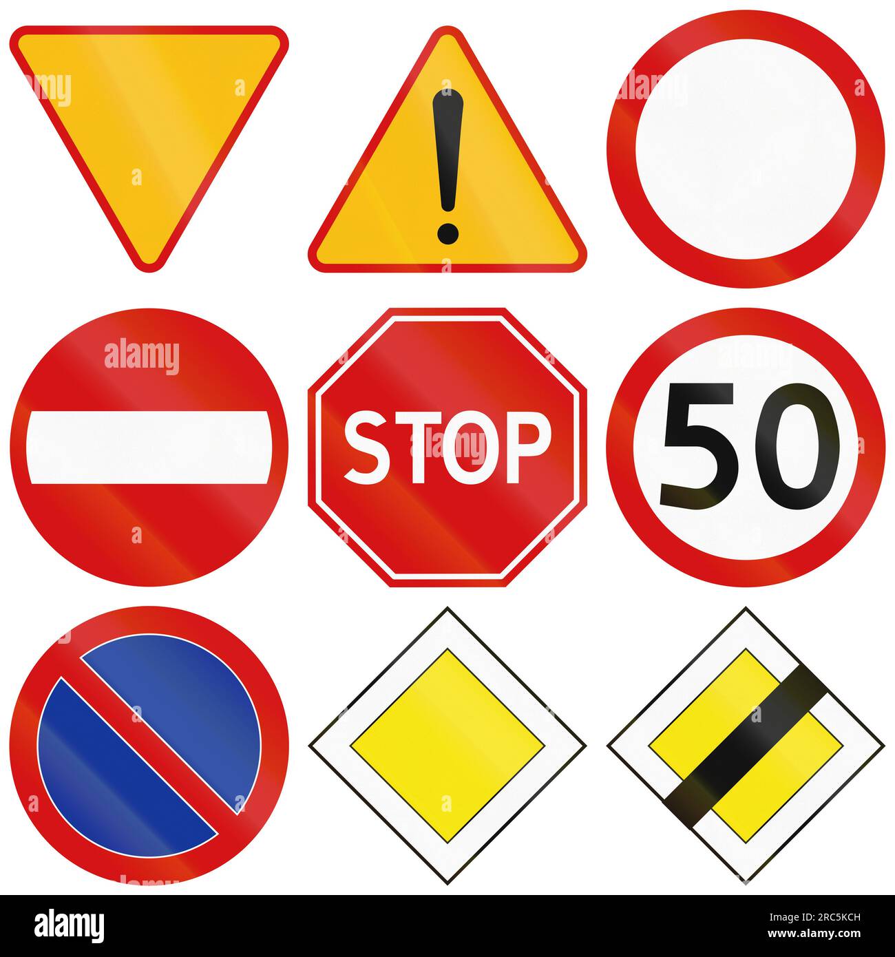Collection of the most common traffic signs in Poland, including yield ...