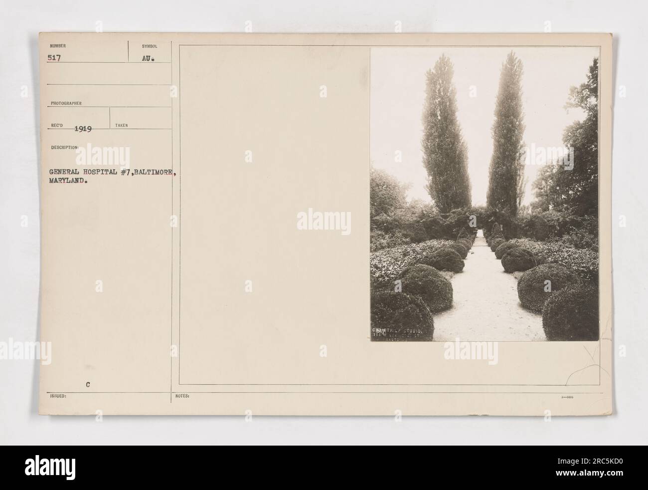 General Hospital #7 in Baltimore, Maryland. The photograph was taken in ...