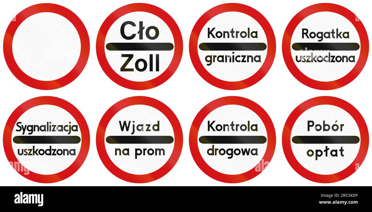 Collection of Polish traffic signs including no thoroughfare and ...