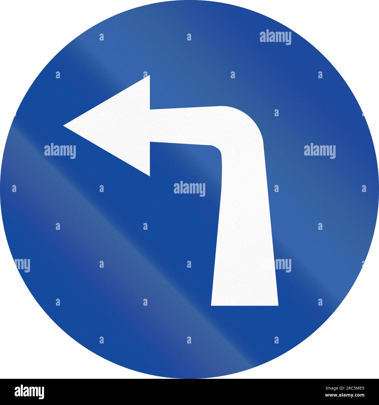Greek traffic sign: Turn left ahead Stock Photo - Alamy