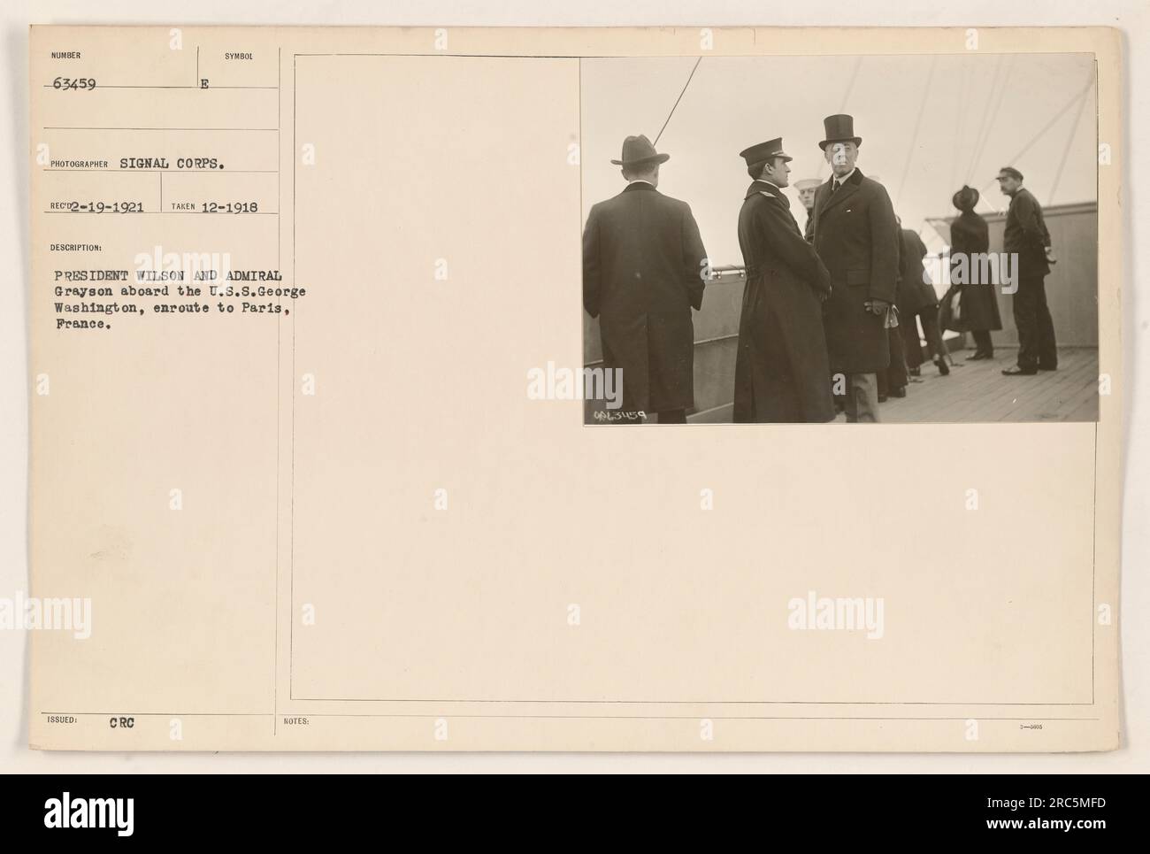 President Wilson and Admiral Grayson on board the U.S.S. George ...