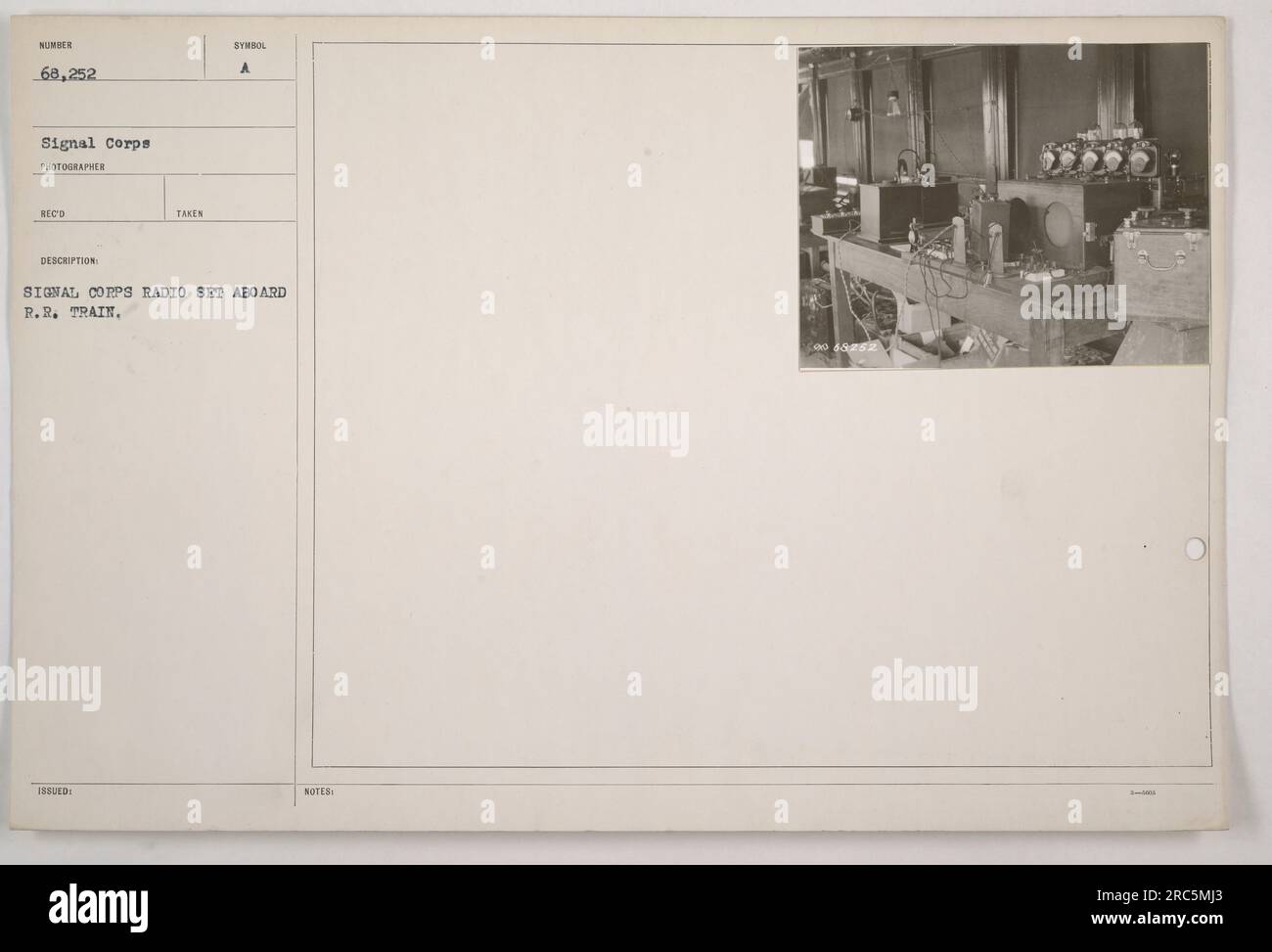 A Signal Corps radio set is shown aboard R.R. train number 68,252. This ...