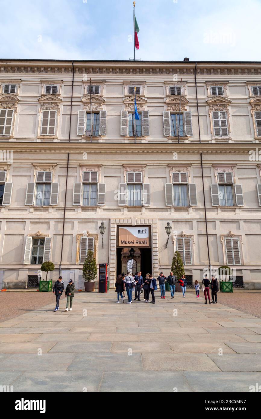 Turin, Italy - March 27, 2022: The museum complex of the Royal Museums ...