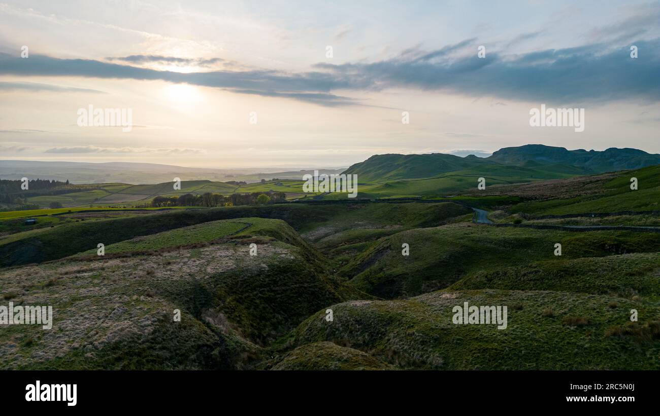 Beautiful view footage taken above The Yorkshire with a drone Stock ...