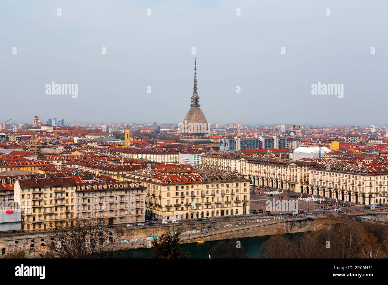 Turin, Italy - March 27, 2022: Aerial view of the Italian city of Turin ...