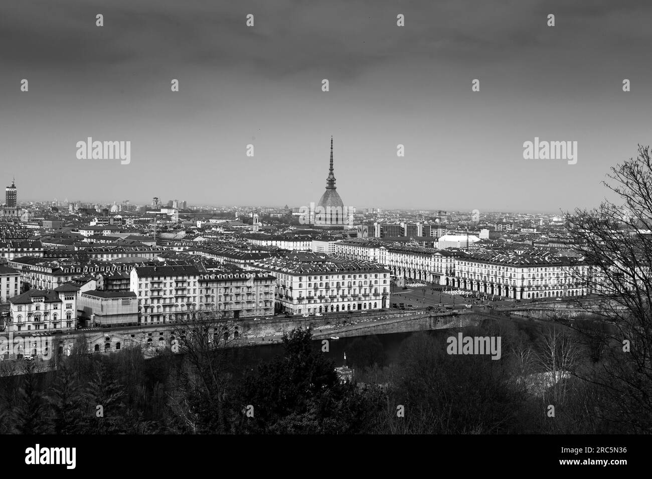 Turin, Italy - March 27, 2022: Aerial view of the Italian city of Turin ...