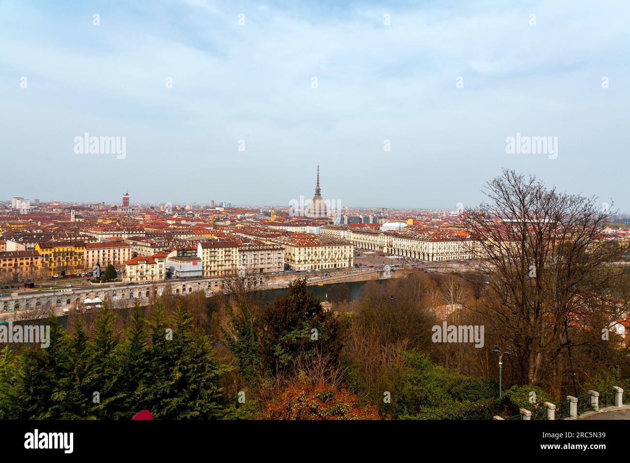 Turin, Italy - March 27, 2022: Aerial view of the Italian city of Turin ...