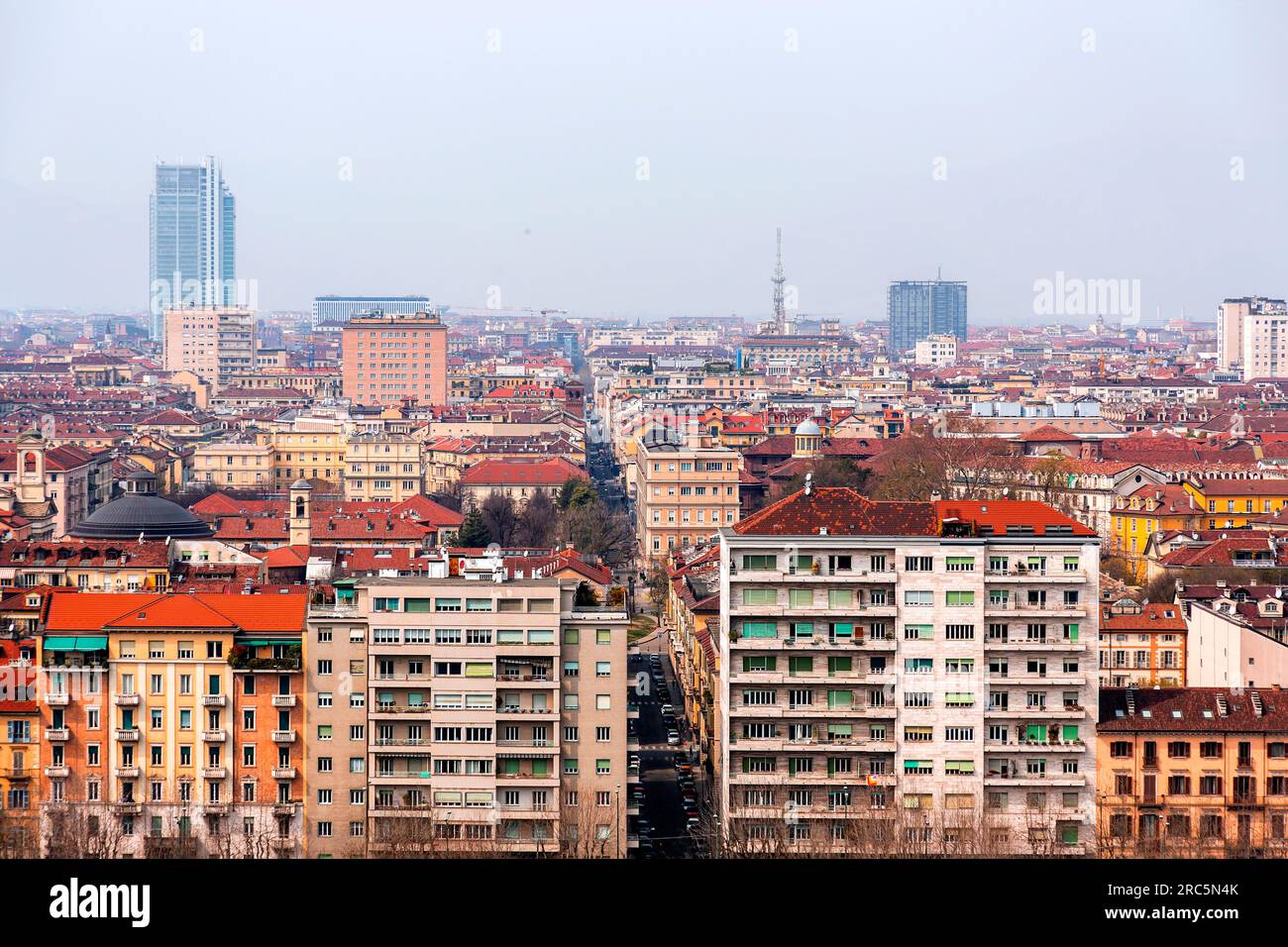 Turin, Italy - March 27, 2022: Aerial view of the Italian city of Turin ...