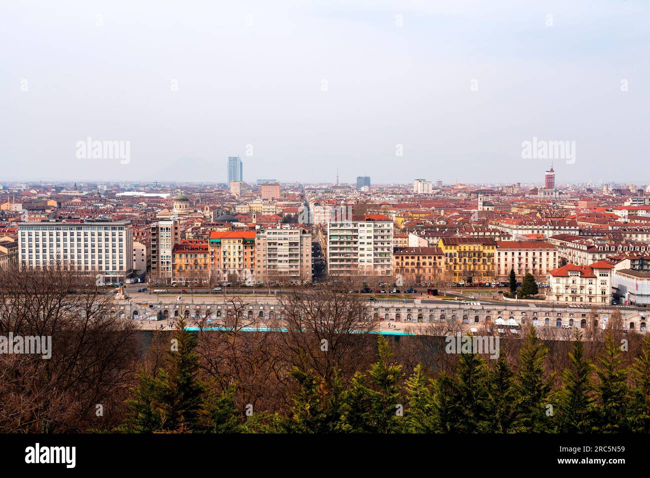 Turin, Italy - March 27, 2022: Aerial view of the Italian city of Turin ...
