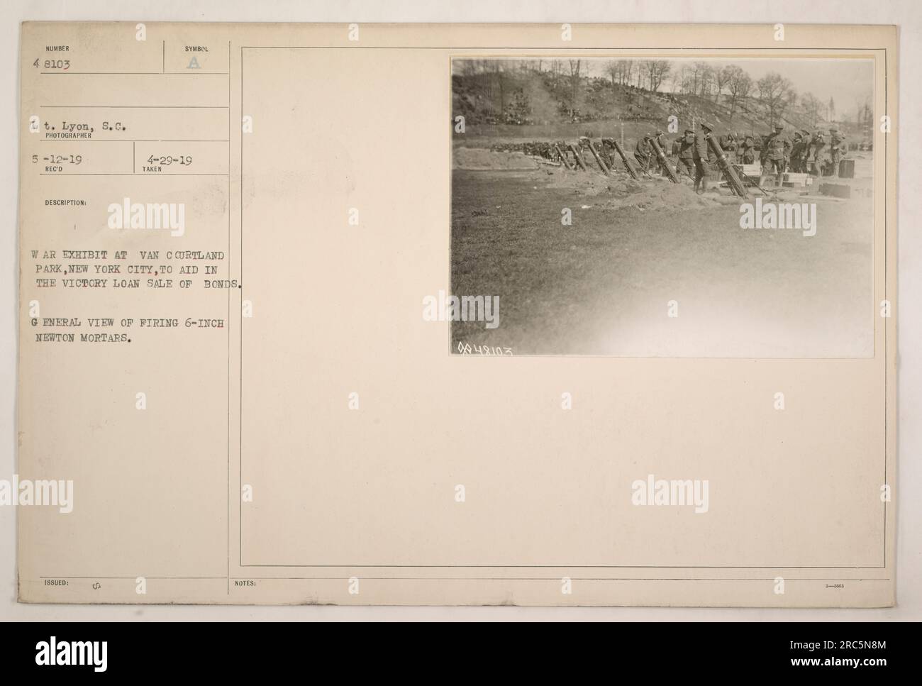 "War exhibit at Van Courtland Park, New York City, featuring the firing ...