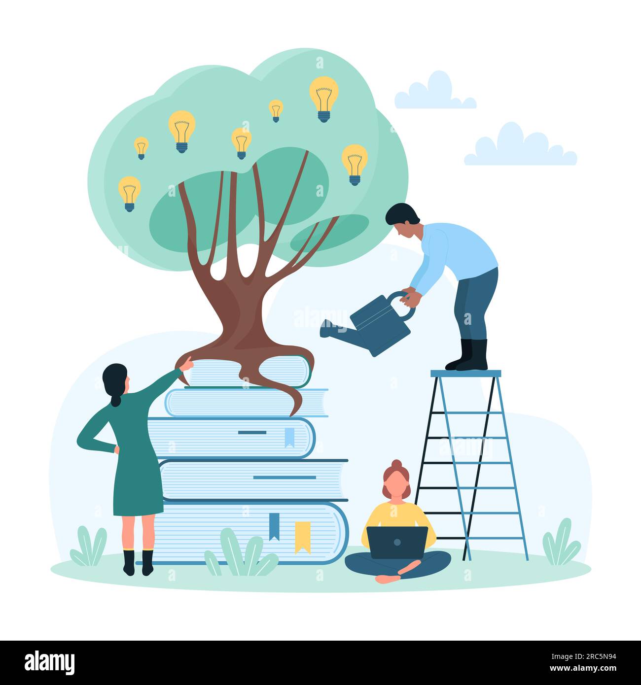 Education, idea growth and development vector illustration. Cartoon ...