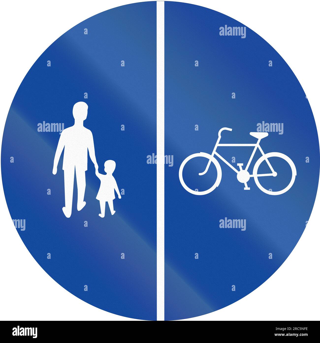 Greek traffic sign on a shared-use path with separate lanes, right lane ...