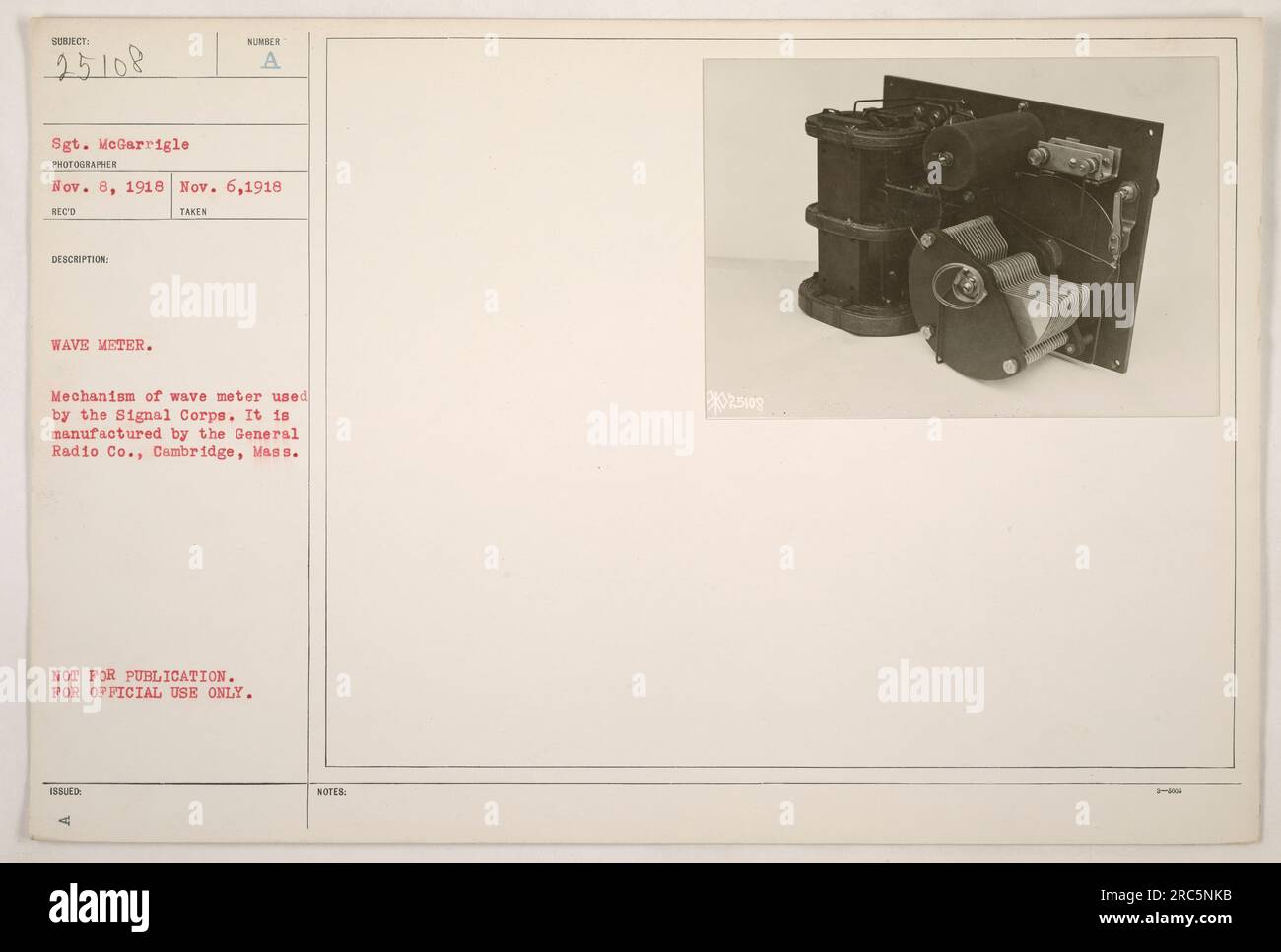 In this photograph from Nov. 8, 1918, a wave meter, manufactured by the ...