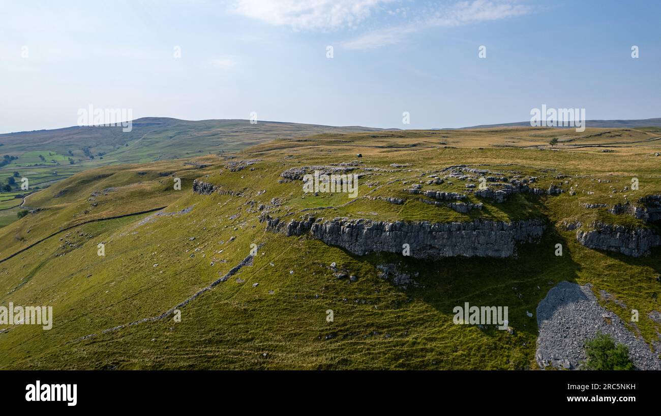 Amazing view footage taken with a drone in Janet's Foss Stock Photo - Alamy