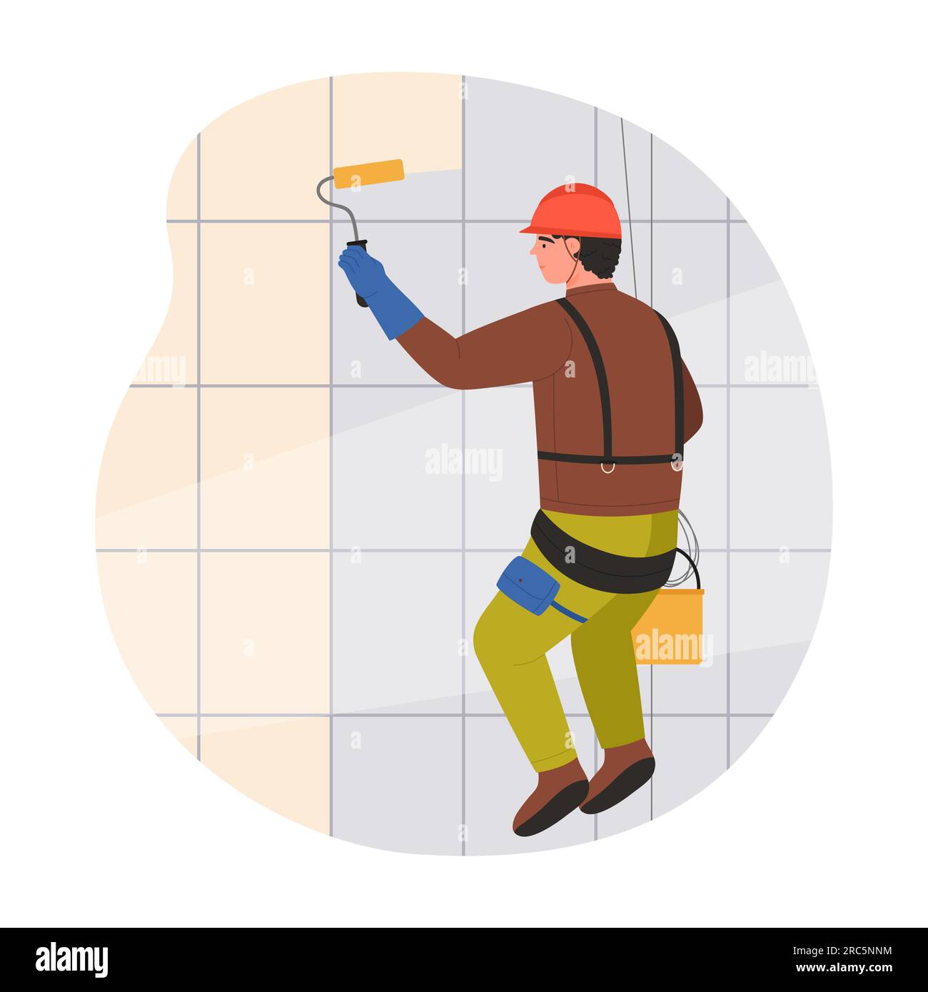 Industrial climber painting wall of building vector illustration ...