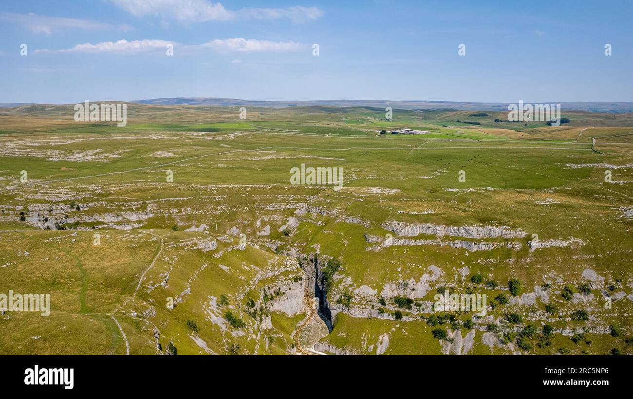 Amazing view footage taken with a drone in Janet's Foss Stock Photo - Alamy