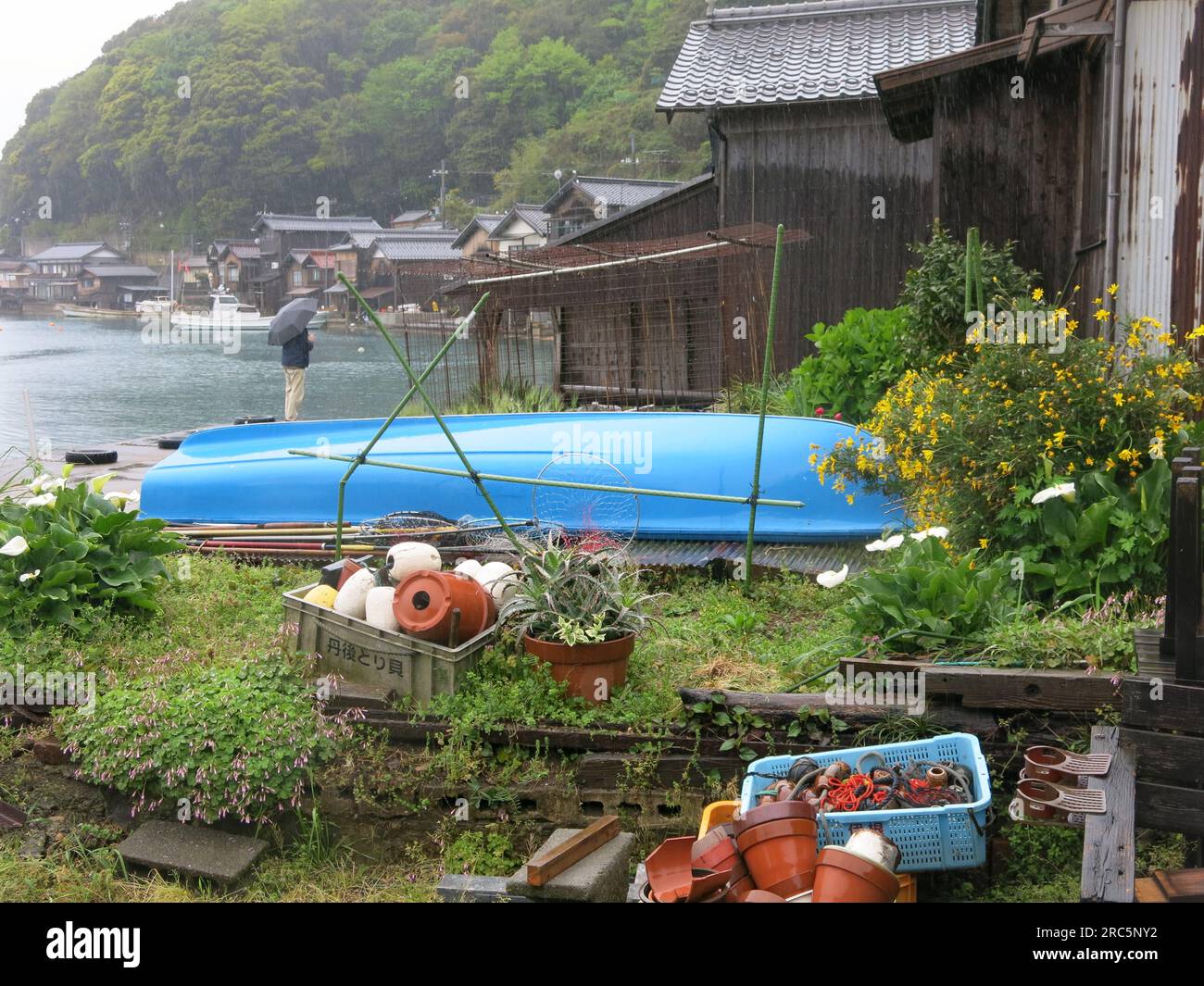 Fishing boat, pot plants and Wakasa Bay: a view at Ine, one of the most ...