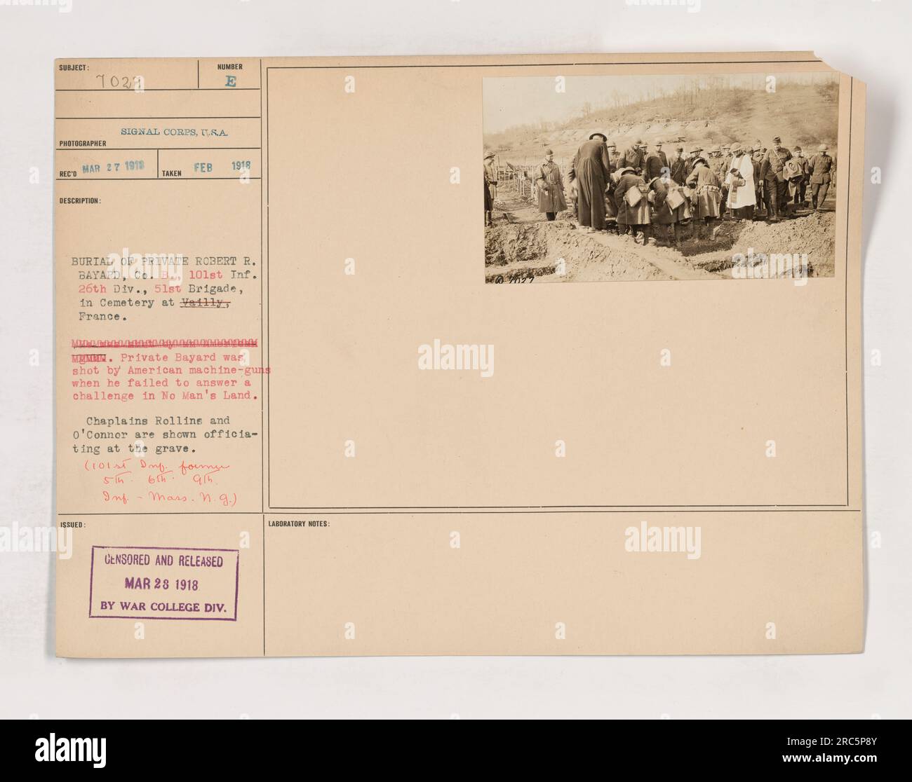 On February 1918, Private Robert R. Bayard from Company B, 101st ...