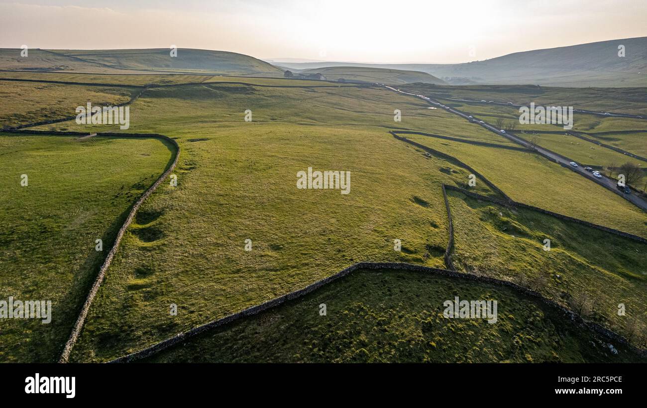 Amazing view footage taken in Pendle Hill with a drone Stock Photo - Alamy