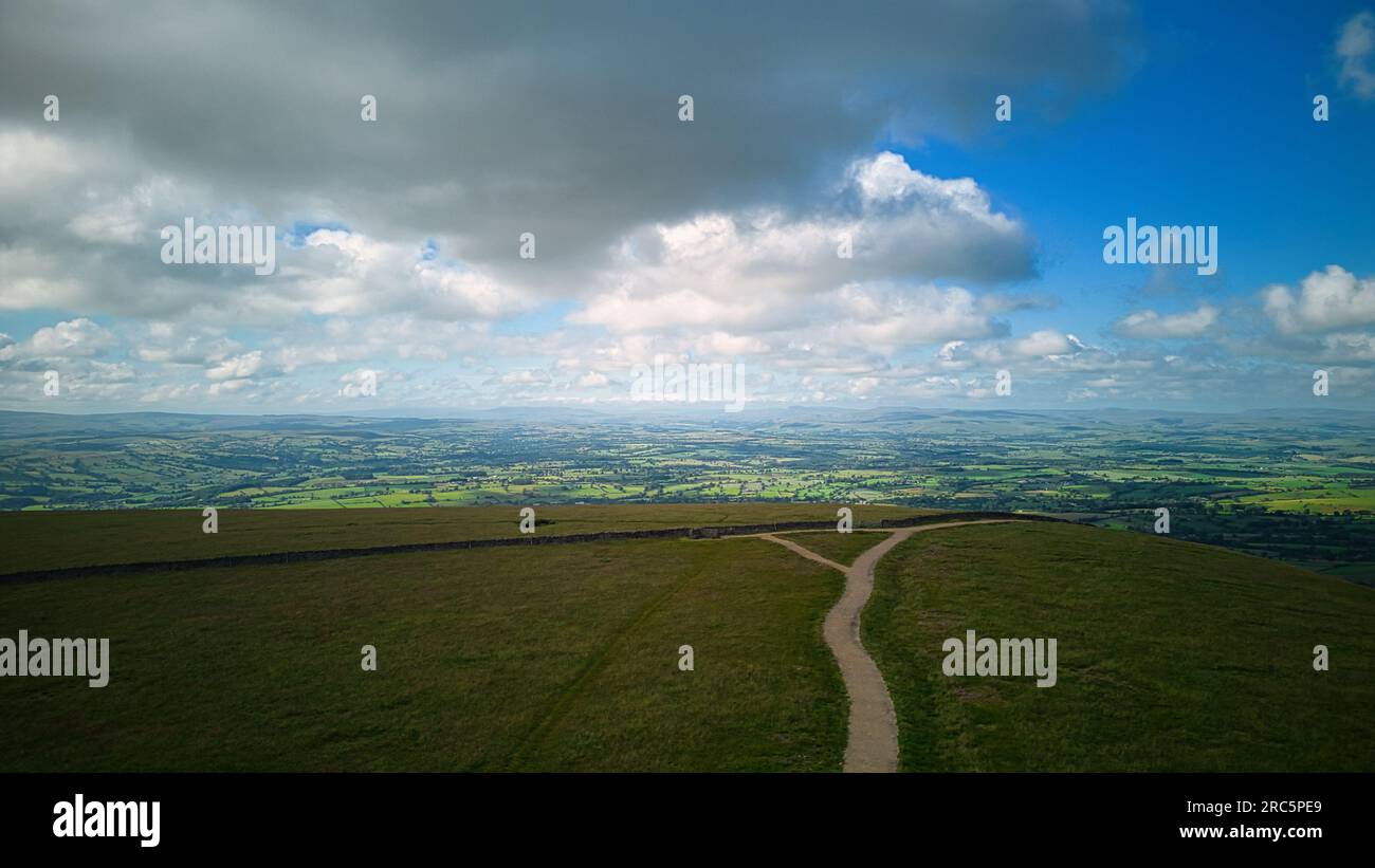 Amazing view footage taken in Pendle Hill with a drone Stock Photo - Alamy