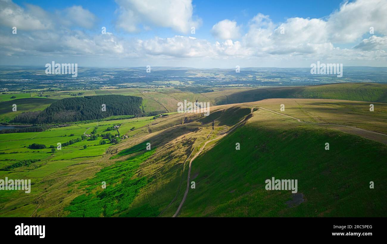 Amazing view footage taken in Pendle Hill with a drone Stock Photo - Alamy