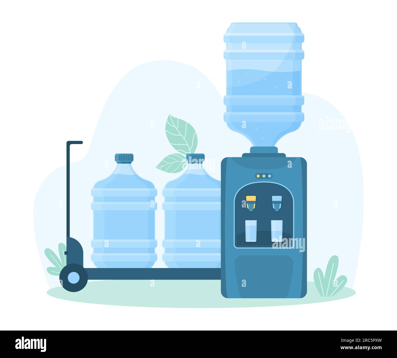 Delivery of clean water for office cooler vector illustration. Cartoon ...