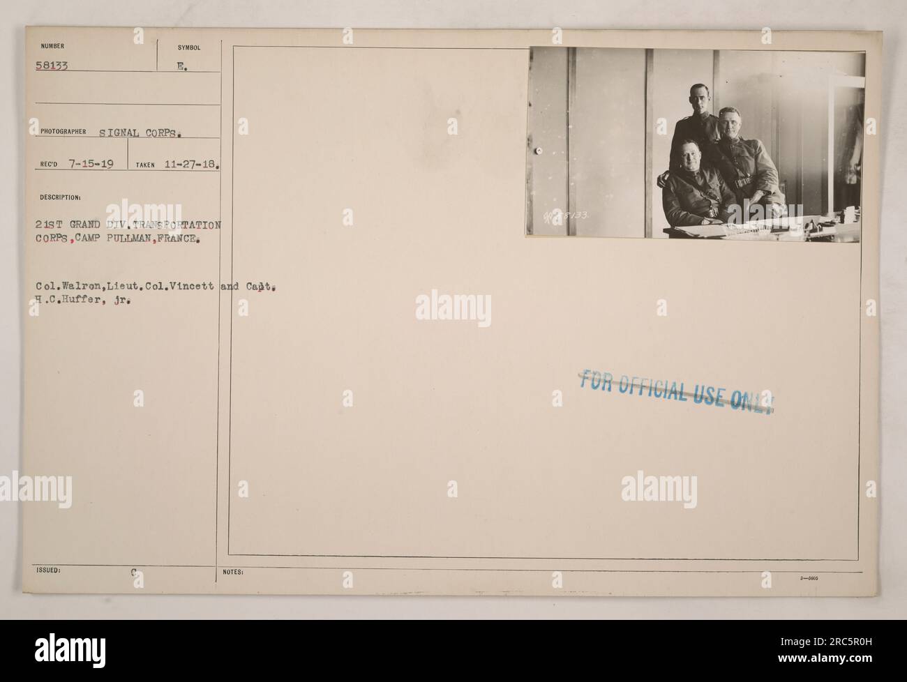 21st Grand Div. Transportation Corps at Camp Pullman, France. The ...