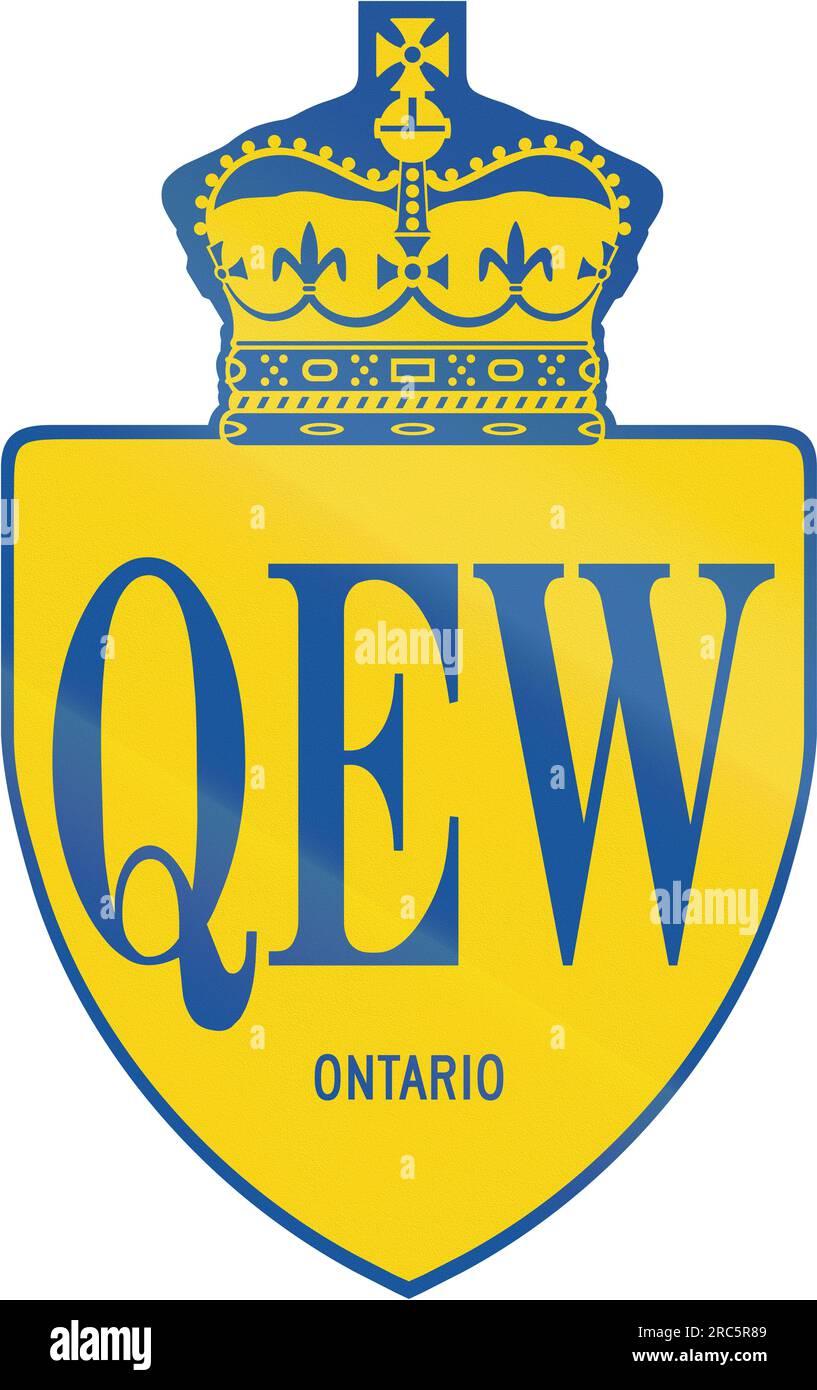 Route shield of the Queen Elisabeth Way in Ontario, Canada Stock Photo ...