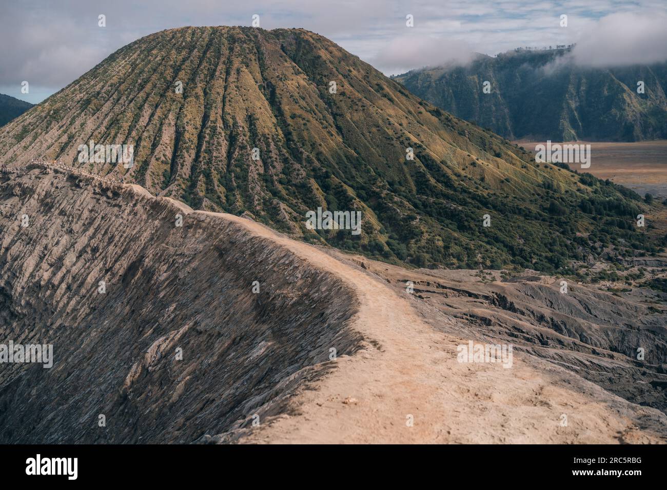Landscape view of footpath to mount Bromo. Trekking route to top ...