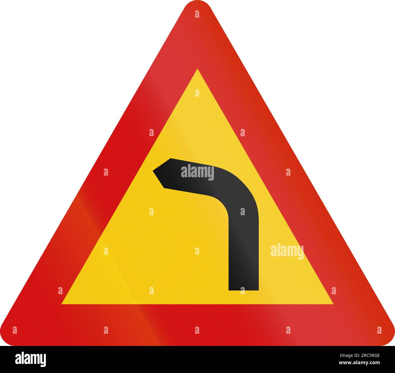 Road sign in Iceland - Left bend Stock Photo - Alamy