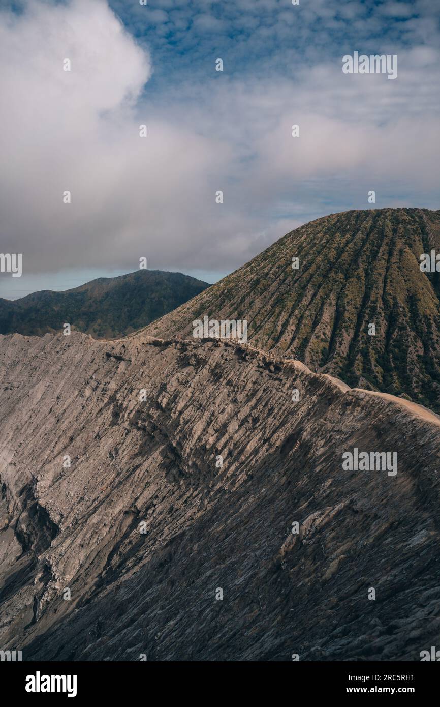 Landscape view of footpath to mount Bromo. Trekking route to top ...