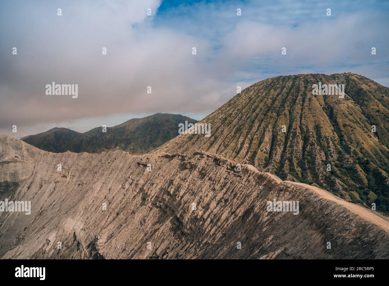 Landscape view of footpath to mount Bromo. Trekking route to top ...
