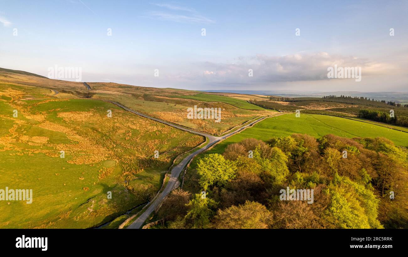 Unique aerial photo of the nature in Yorkshire Dales during the summer ...