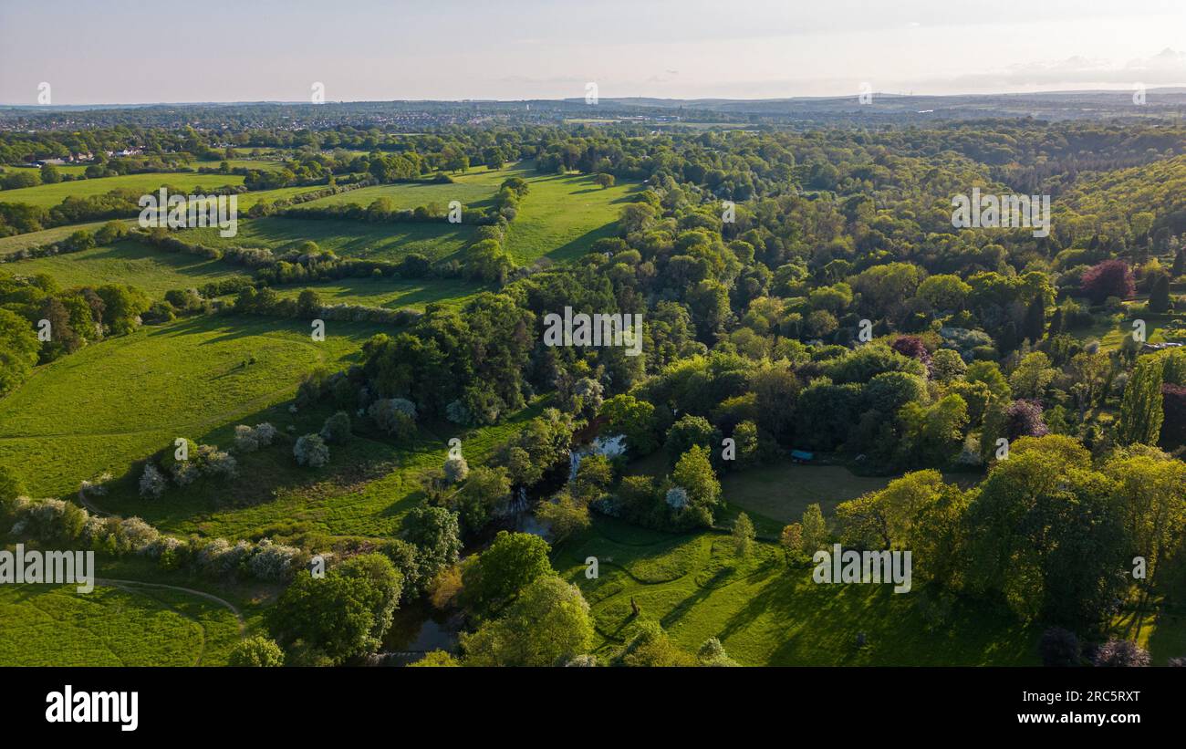 Unique aerial photo of the nature in Yorkshire Dales during the summer ...