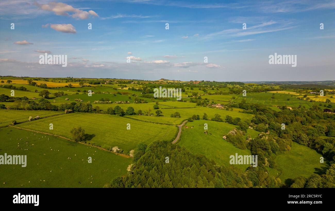 Unique aerial photo of the nature in Yorkshire Dales during the summer ...