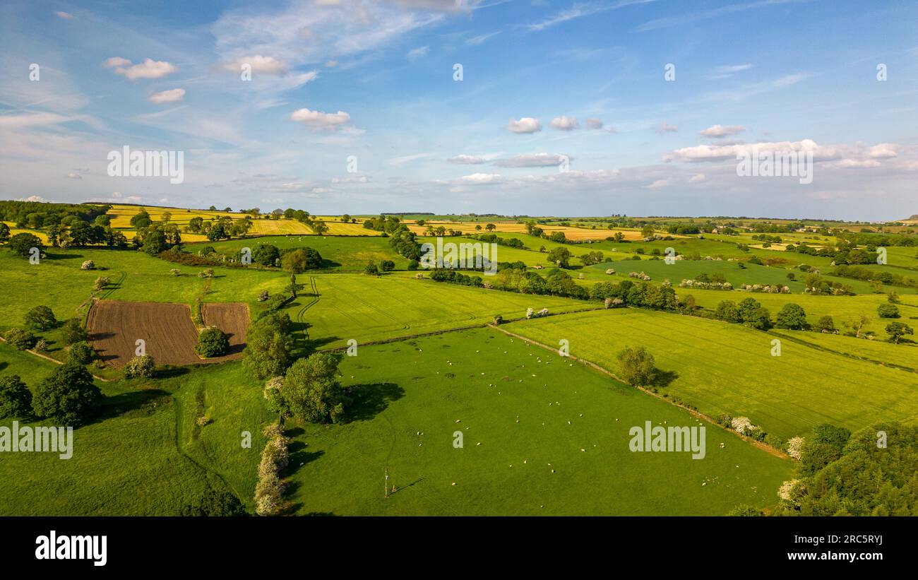 Unique aerial photo of the nature in Yorkshire Dales during the summer ...
