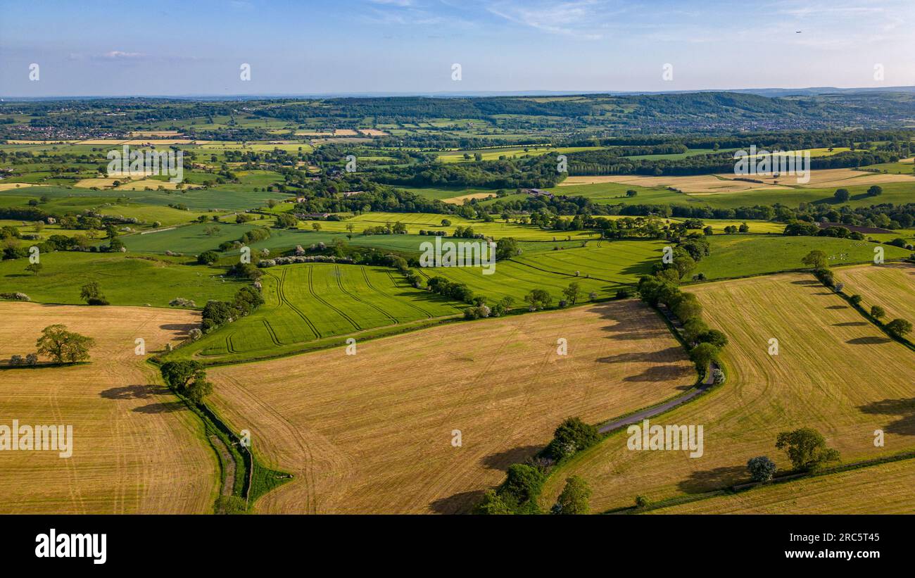 Unique aerial photo of the nature in Yorkshire Dales during the summer ...