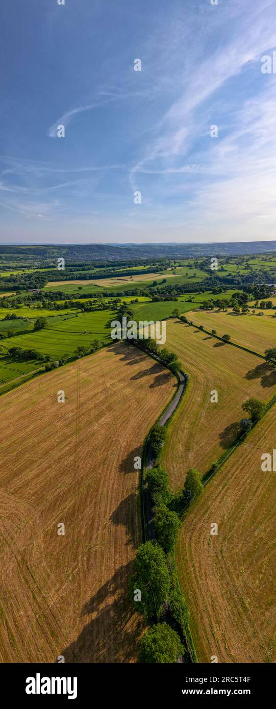 Unique aerial photo of the nature in Yorkshire Dales during the summer ...