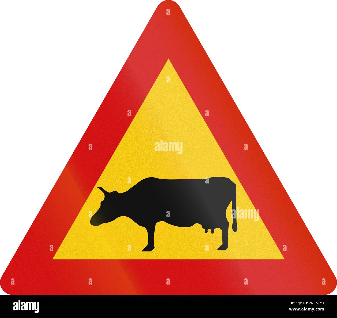 Icelandic sign warning about cattle crossing or standing on the road ...