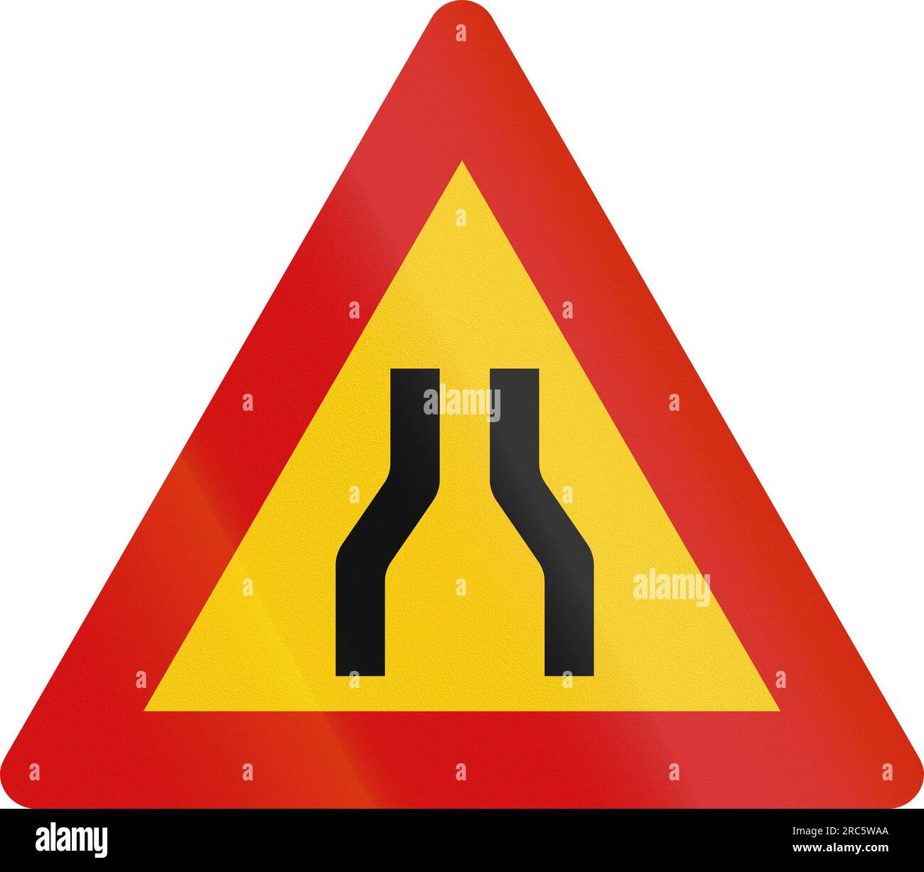 Road sign in Iceland - Road narrows on both sides Stock Photo - Alamy