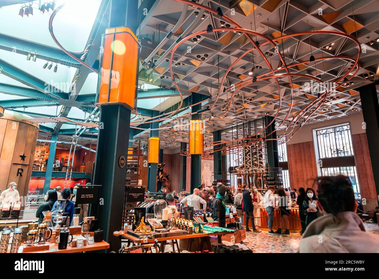Milan, Italy - 29 March 2022: Interior of the Starbucks Reserve in ...