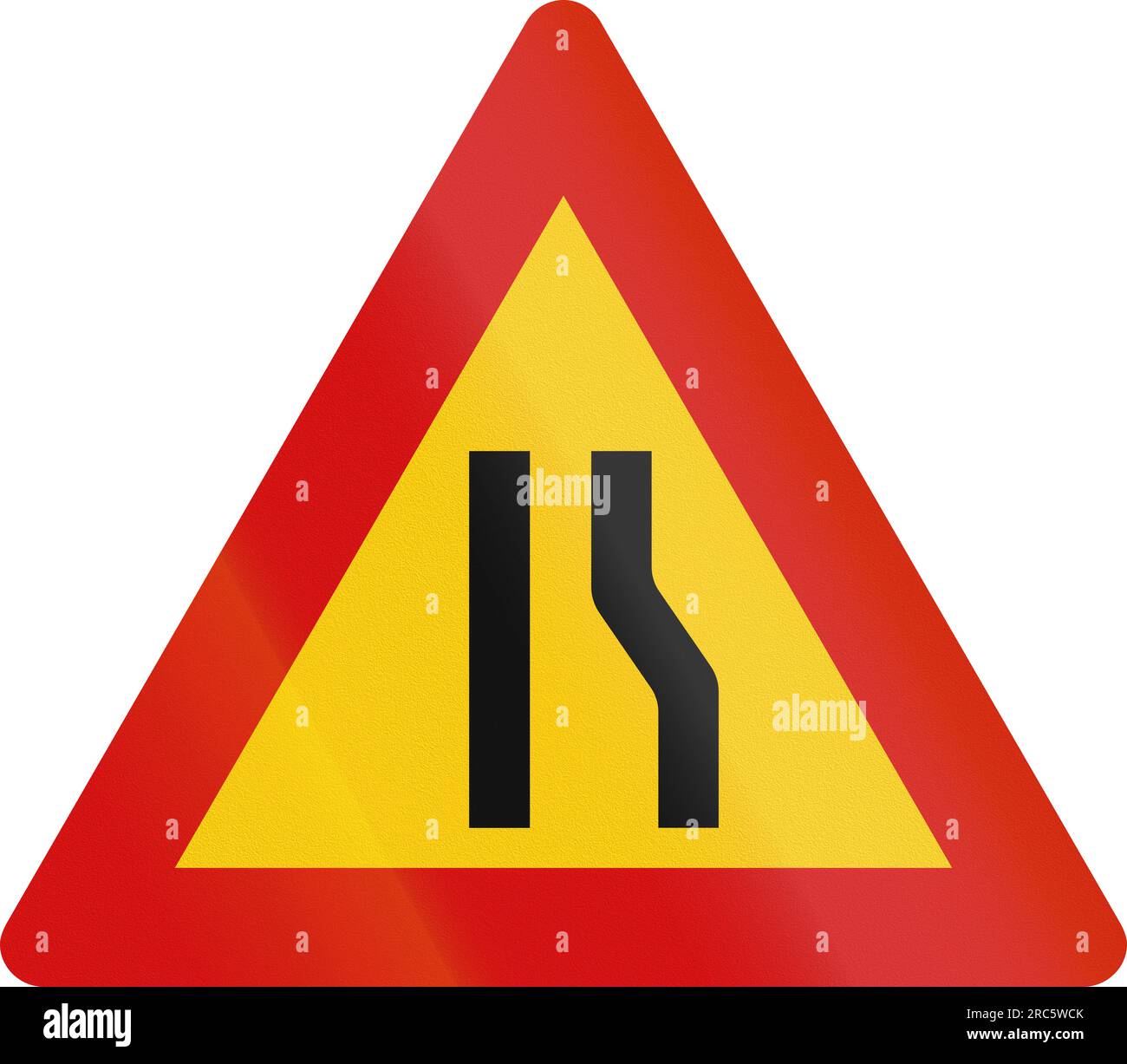 Icelandic sign indicating narrowing of the road only on the right Stock ...