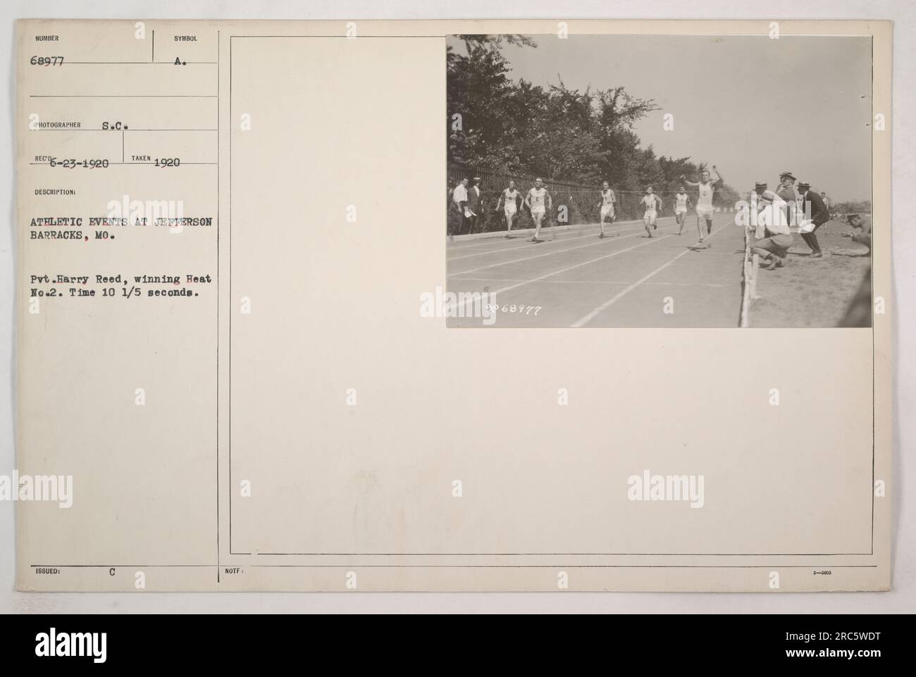 Pvt. Harry Reed participates in an athletic event at Jefferson Barracks ...