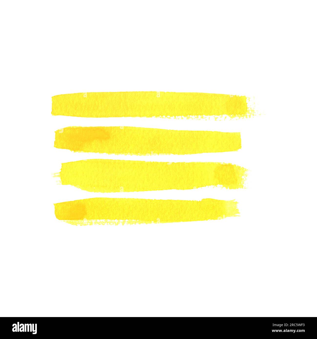 Yellow stripes, brush strokes. Watercolor illustration, hand drawn. Set ...