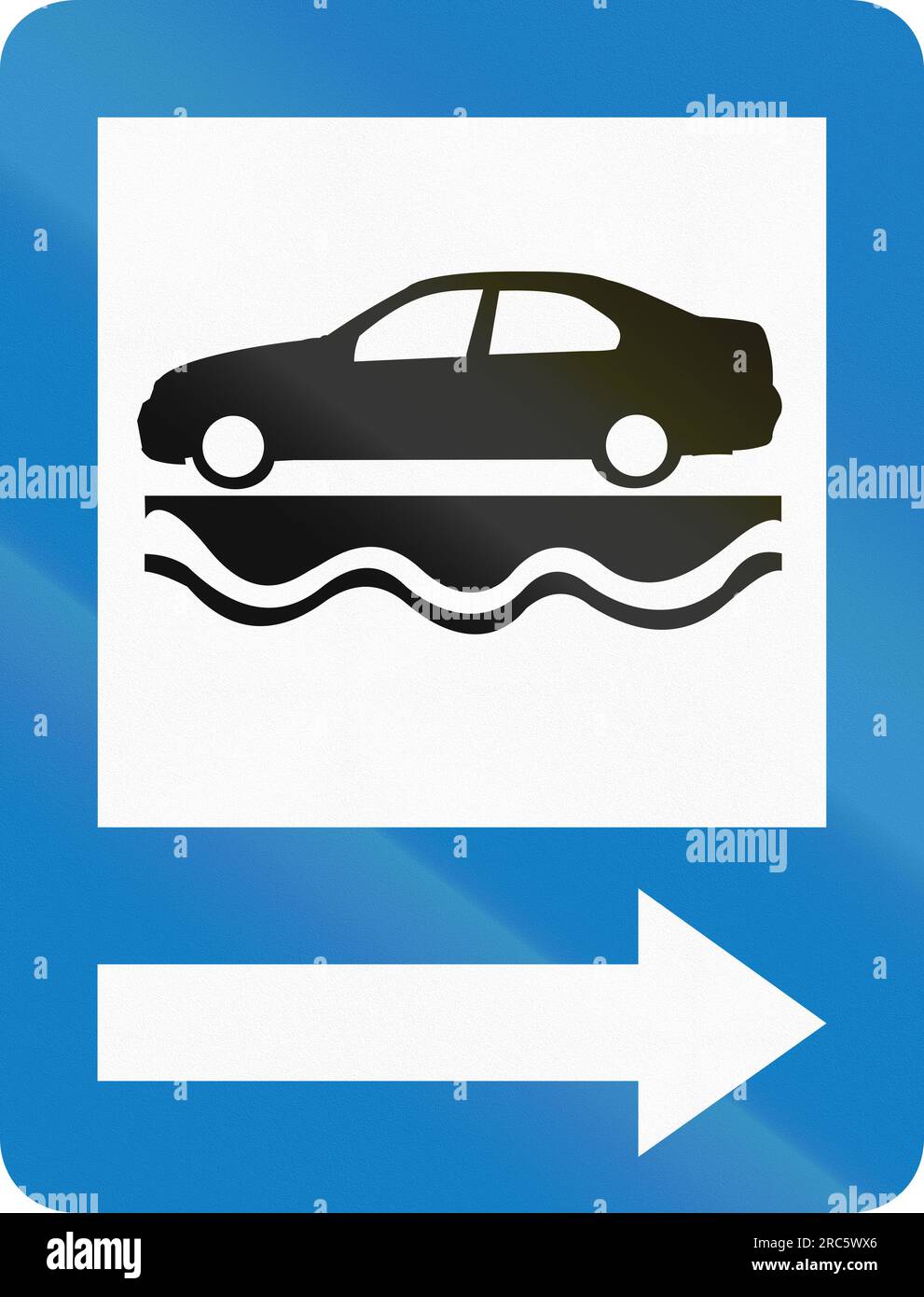 Informative road sign in Colombia: Car Ferry on the right Stock Photo ...