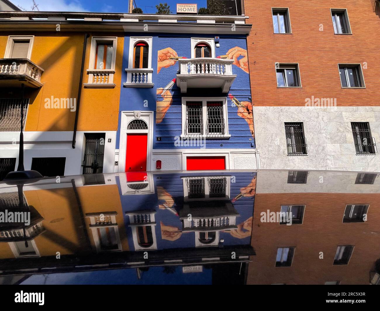 Milan, Italy - March 31: Modern Italian buildings and street view in ...