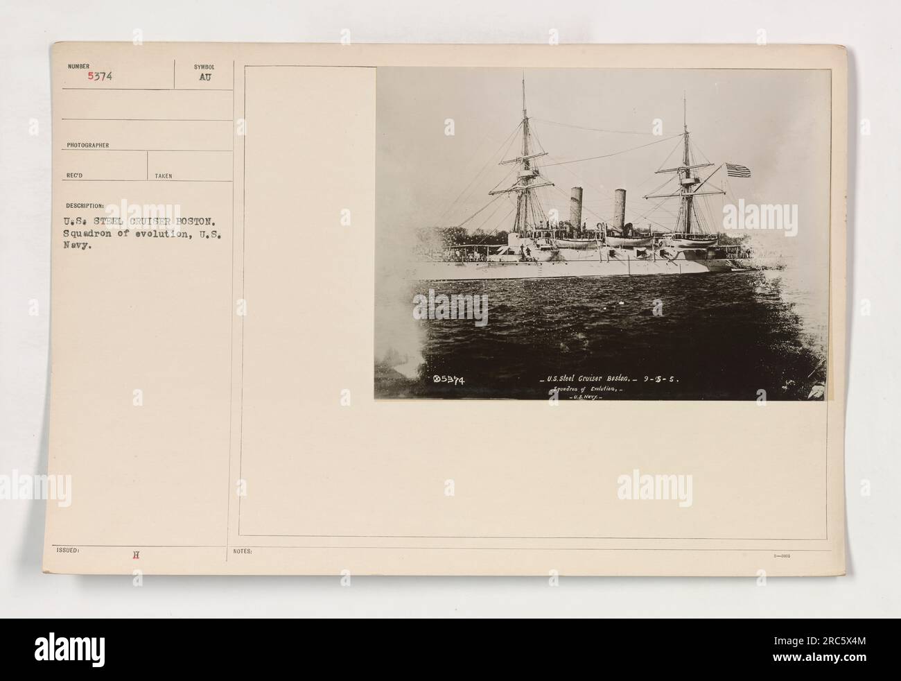 US Steel cruiser Boston, part of the U.S. Navy, during a squadron ...
