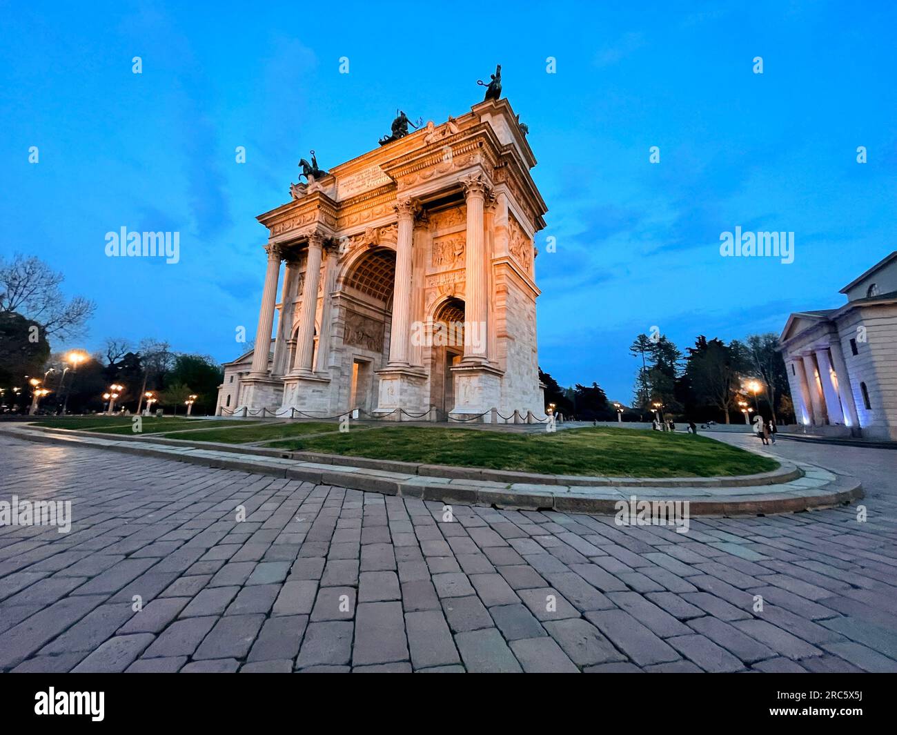 Milan, Italy - March 31 2022: Porta Sempione is a city gate of Milan ...
