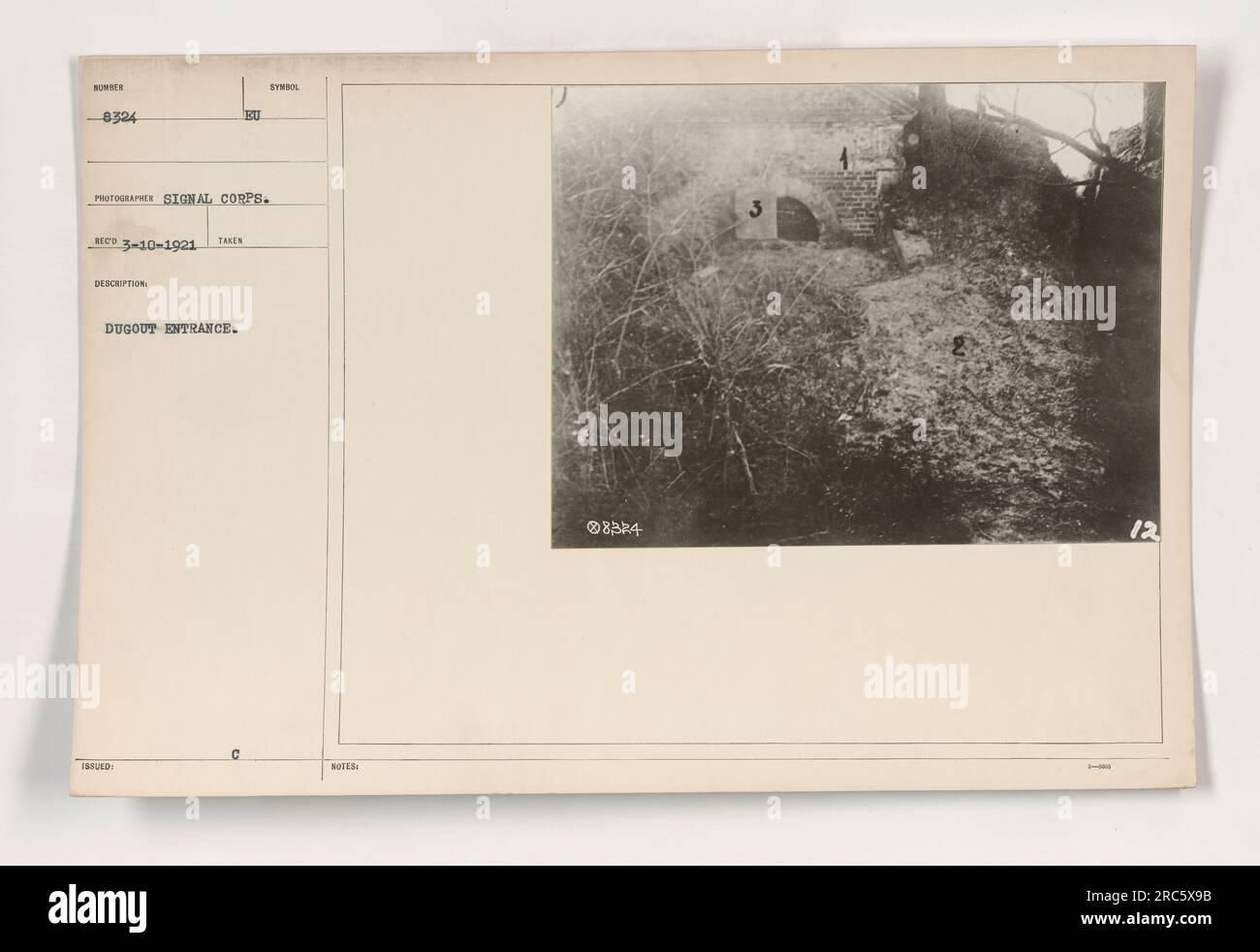 Image depicting a dugout entrance during World War One. The photograph ...